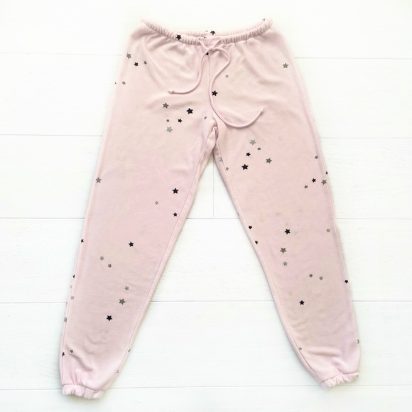 Chaser | Pants & Jumpsuits | Chaser Light Pink Glitter Star Jogger ...